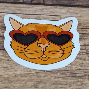 Cat Sunglasses Sticker Removeable Vinyl Sticker for Water - Etsy