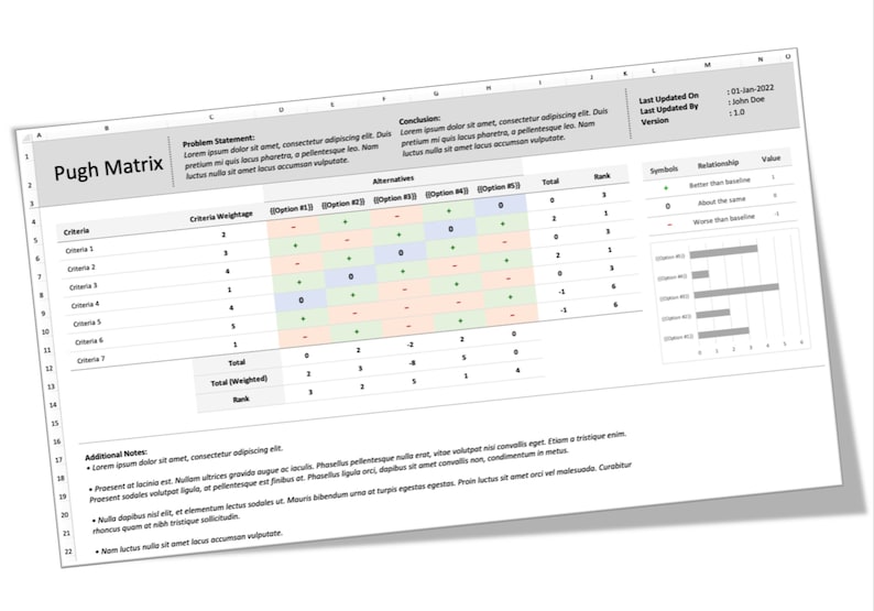 Pugh Matrix Template | Decision Matrix Template | Excel Template - Etsy