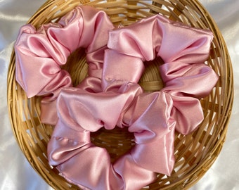 Pink Satin Scrunchie - Etsy