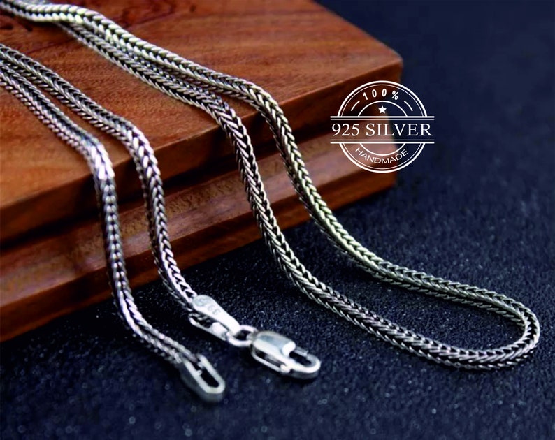 Wheat Chain Necklace 925 Sterling Silver Chain Thick Chain - Etsy