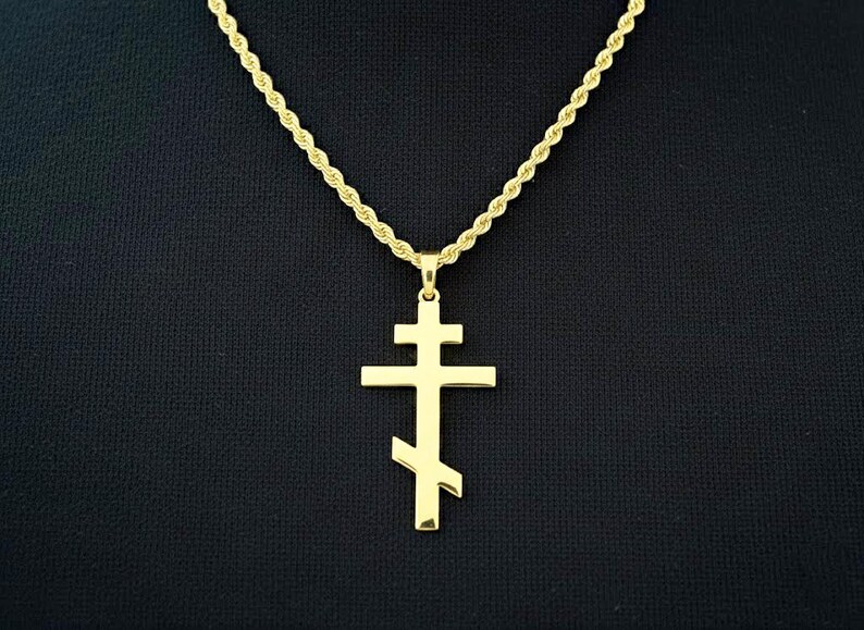 Handmade Sterling Silver Orthodox Cross Necklace With Rope Chain - Etsy