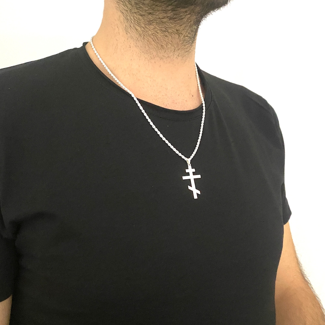 Orthodox Cross Necklace Sterling Silver Orthodox Cross Pendant Religious Jewelry for Men and ...