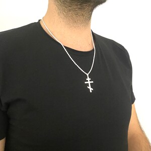 Handmade Sterling Silver Orthodox Cross Necklace With Rope Chain - Etsy
