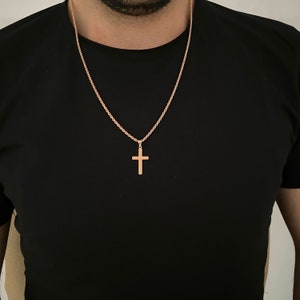 Rose Gold Rope Chain Cross Necklace, Elegant Religious Jewelry, Gift ...