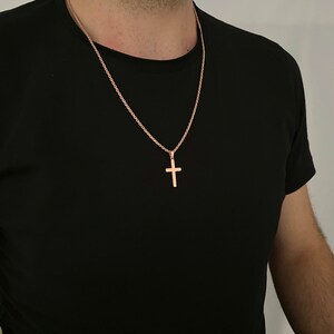 Rose Gold Rope Chain Cross Necklace, Elegant Religious Jewelry, Gift ...