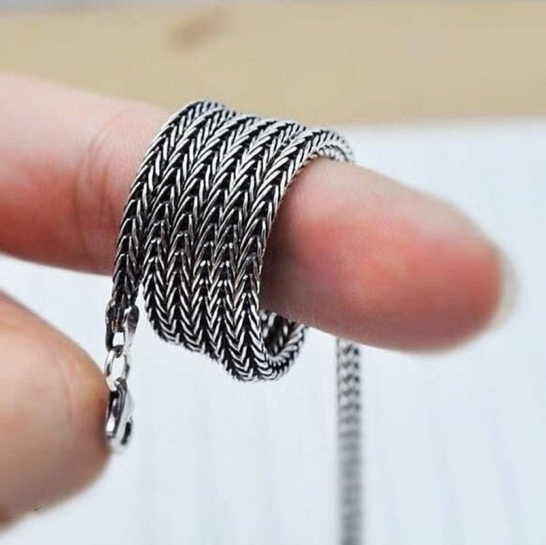 Sterling Silver Wheat Chain Necklace: Unisex Oxidized Bali Chain - Etsy