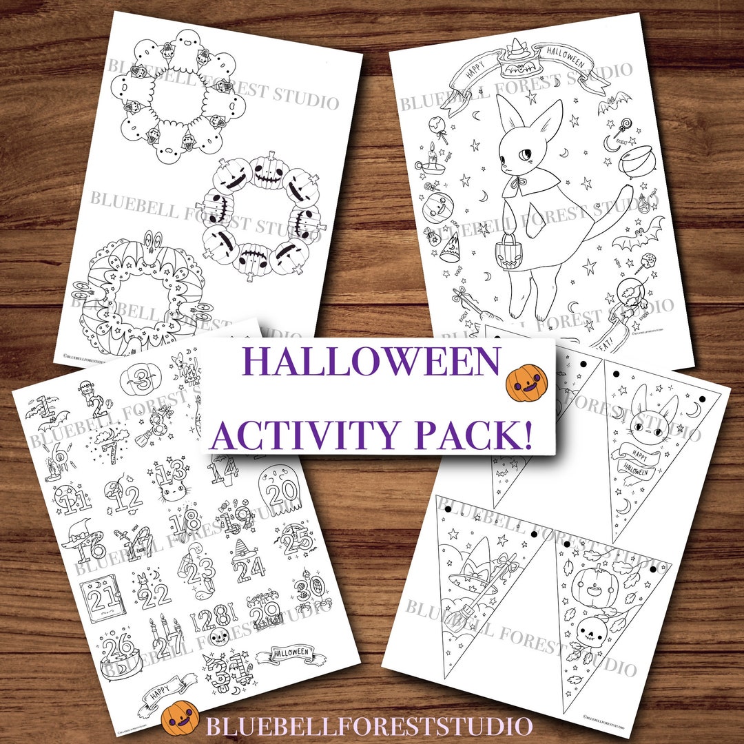 Halloween DIY Decorations Pack Colouring Page Digital Download ...