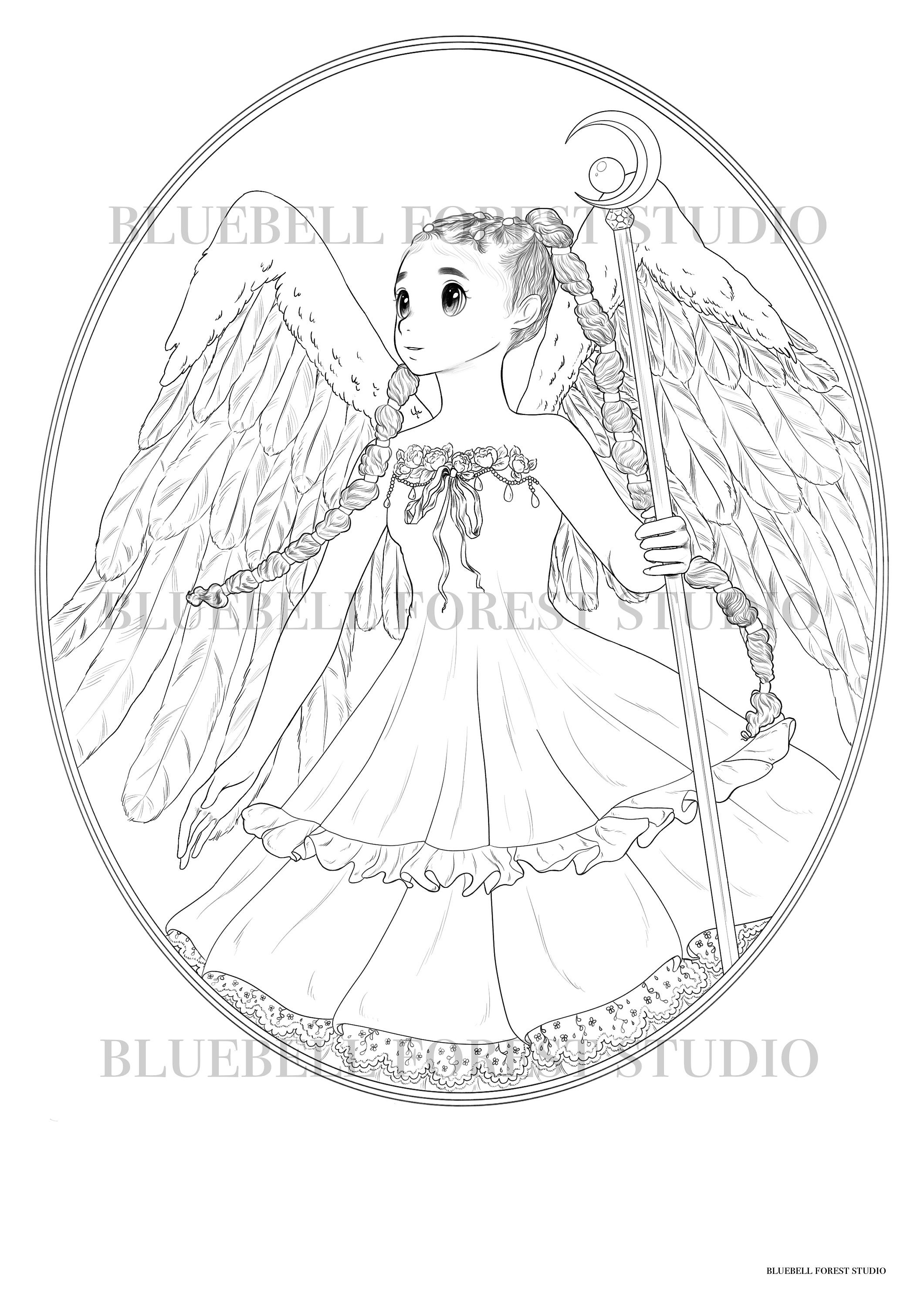 Fantasy Characters Coloring Page Digital Download, Colouring Sheet for ...
