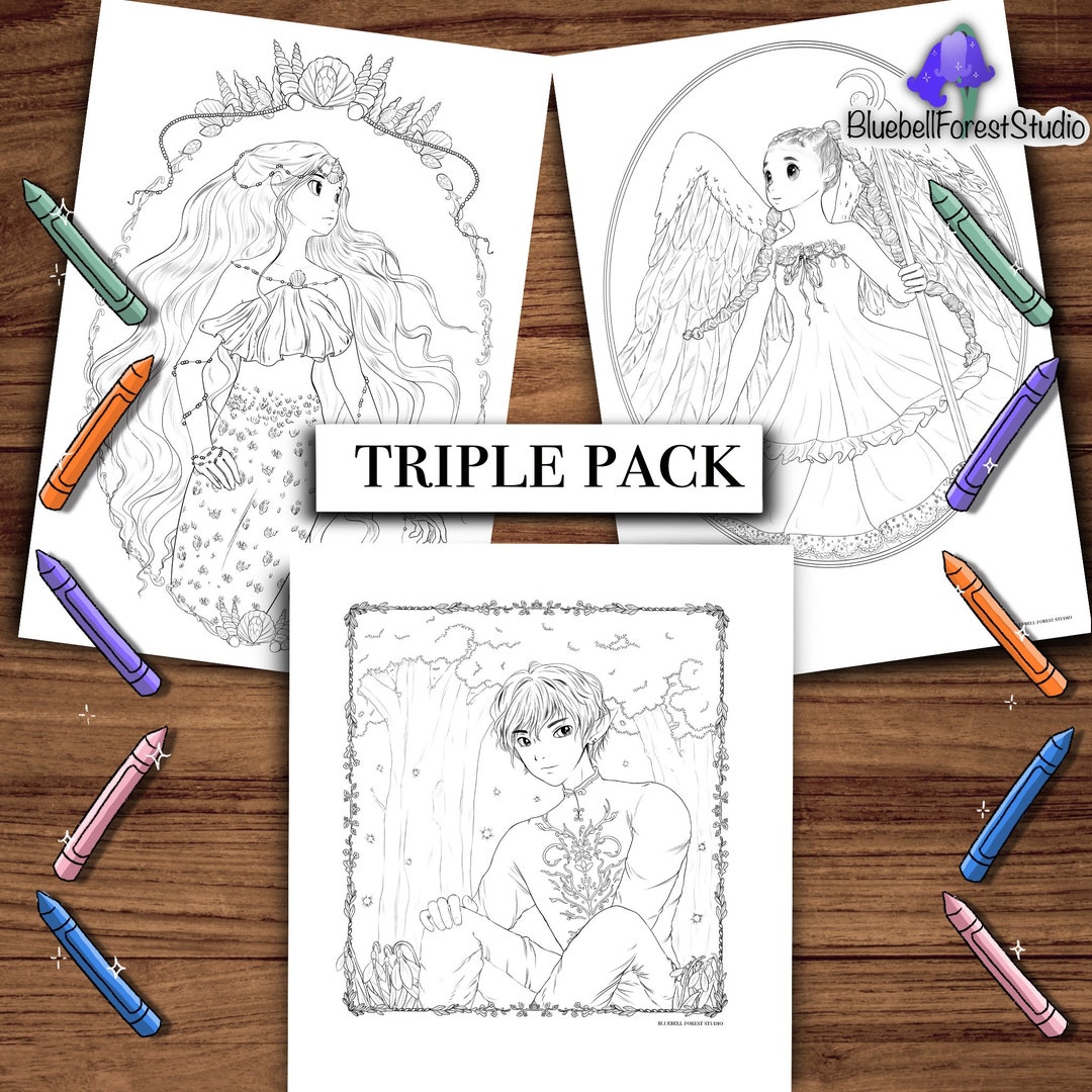 Fantasy Characters Coloring Page Digital Download, Colouring Sheet for ...