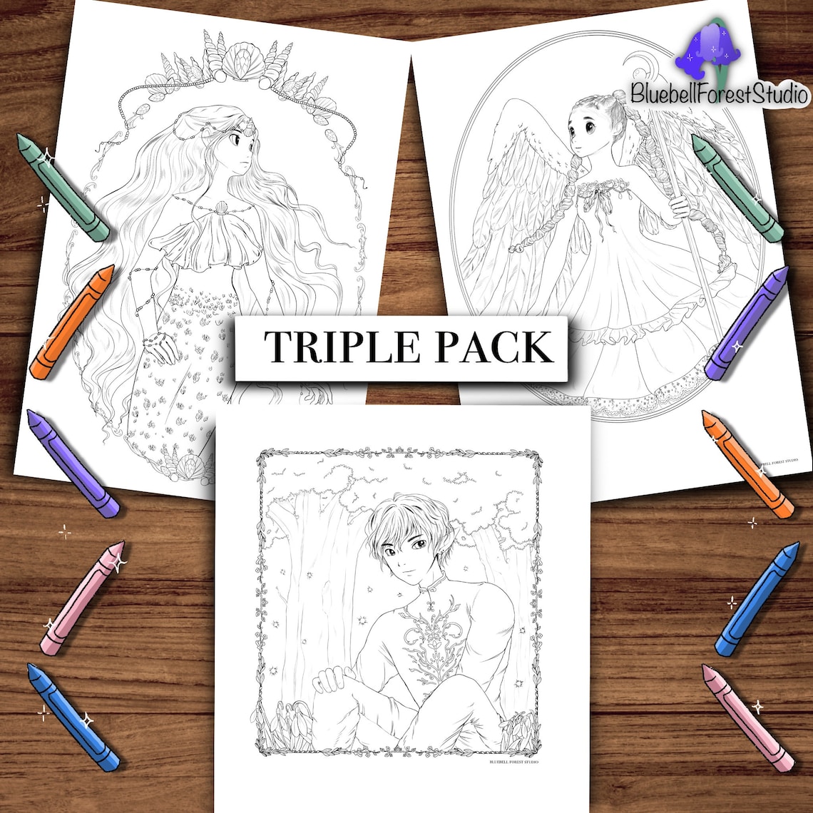 Fantasy Characters Coloring Page Digital Download, Colouring Sheet for ...
