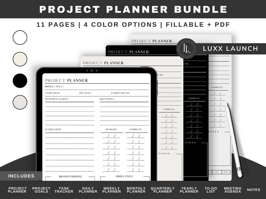 Digital Project Planner, Project Tracker, Project Management and ...