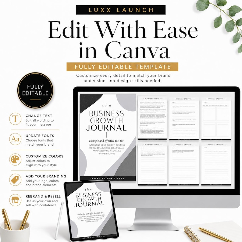 Business Growth Journal Template | Commercial Use Canva Workbook ...