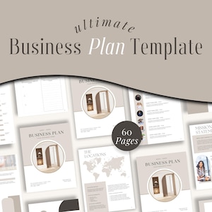 60-page Business Plan Template: Canva Editable Startup Workbook ...