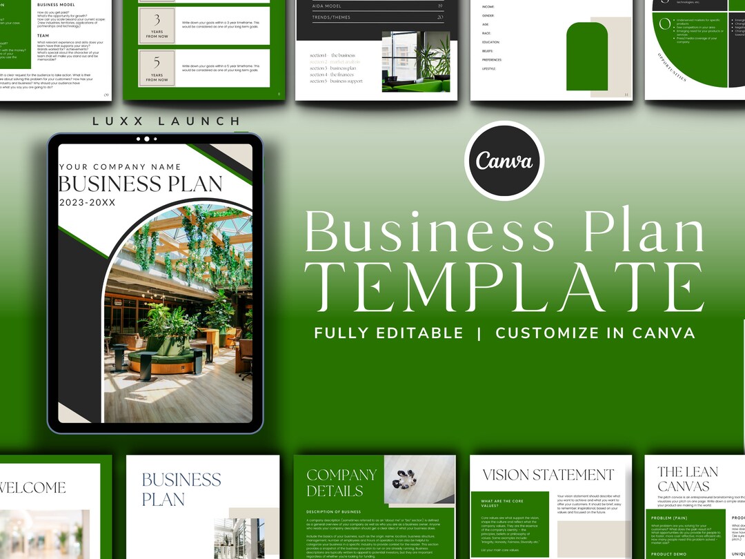 Editable Business Plan Template: Canva Small Business Planner - Etsy