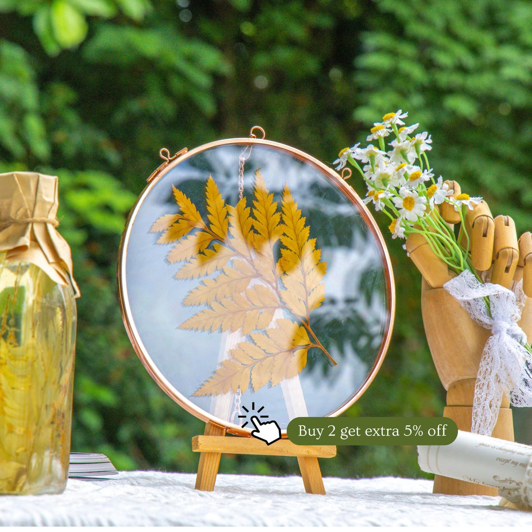 Handmade Rose Gold Glass Photo Frame, Pressed Flower Display, 7 ...