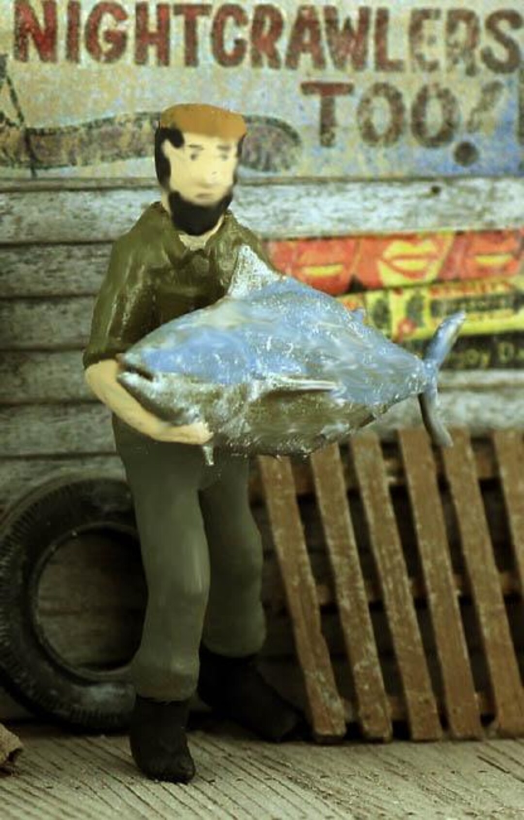 O Scale Fisherman What a Catch Waterfront Fisherman and Fish Catch ...