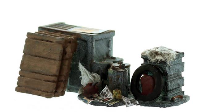 N Scale Building Wall Junk Pile With Scattered Garbage Finished - Etsy