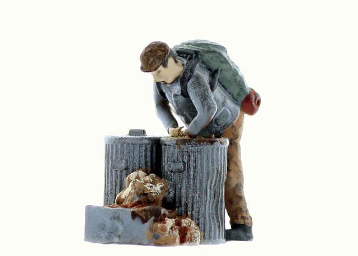 HO Scale Figure Homeless Hobo Picking Through Trash Finished - Etsy