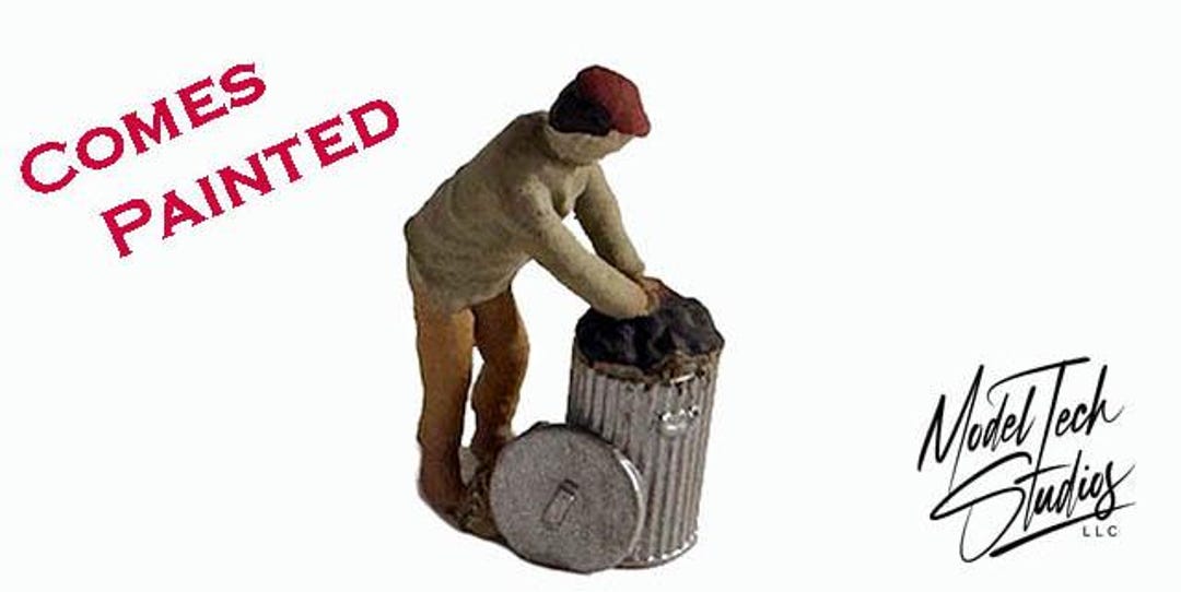 S Scale Taking Out the Trash Figure Set With Full Trash Can Painted - Etsy