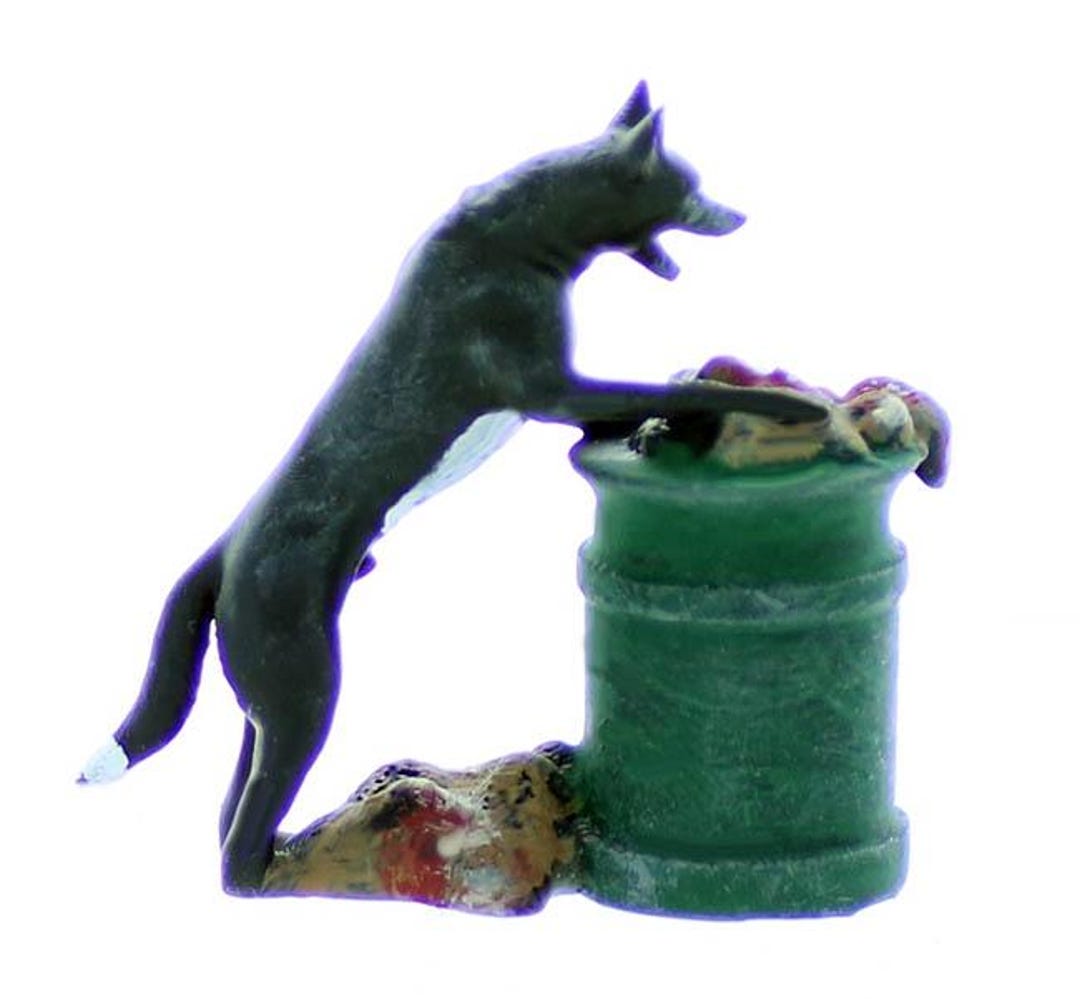 O Scale Trash Can With Dog Digging Out Garbage Finished Detail - Etsy