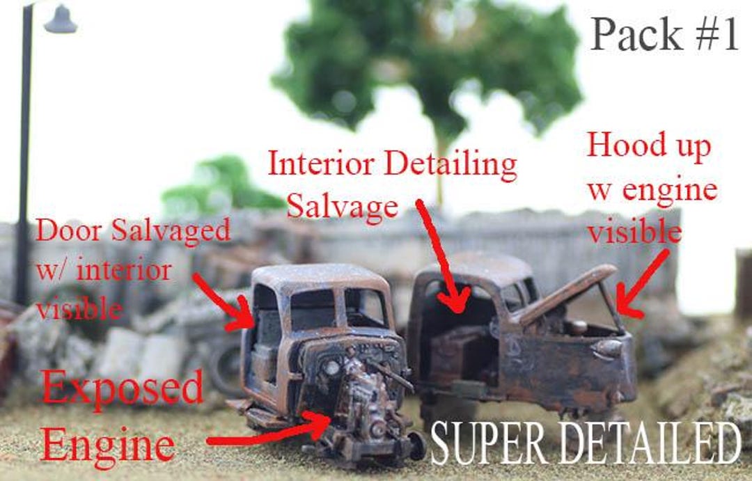 HO Scale Auto Salvage 1950s Truck Cabs Pack 1 Derelicts Unpainted Set ...