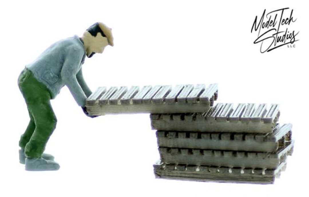 N Scale People Stacking Pallet Worker With Pallets Finished Set - Etsy