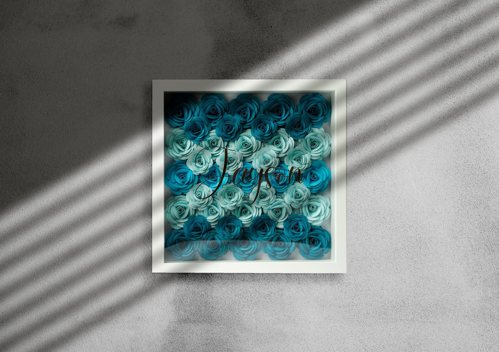 Blue Roses Flower Shadow Box 25x25cm - Personalized Gift, Shadowbox ...