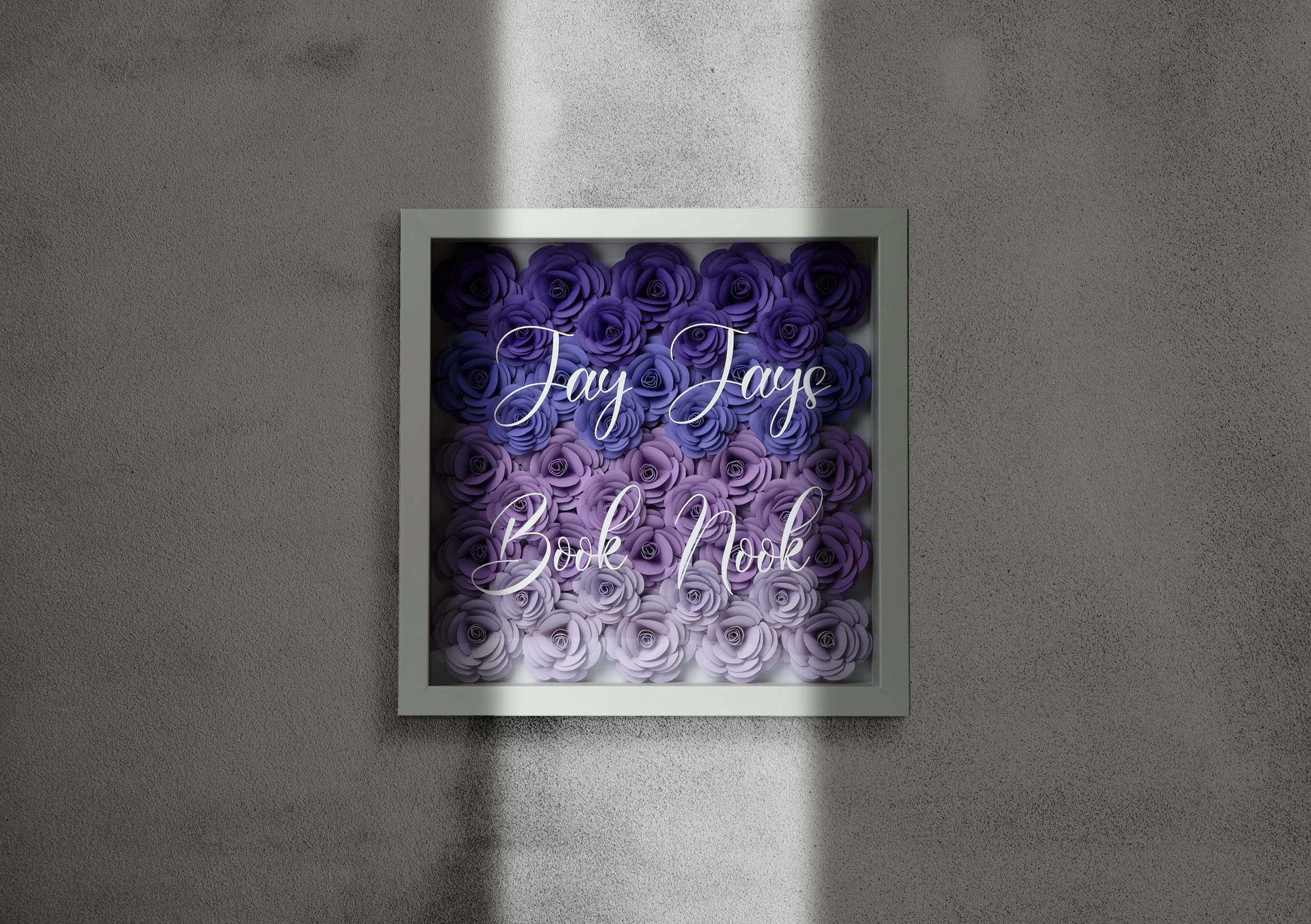 Purple Roses Flower Shadow Box 25x25cm - Personalized Gift, Shadowbox ...