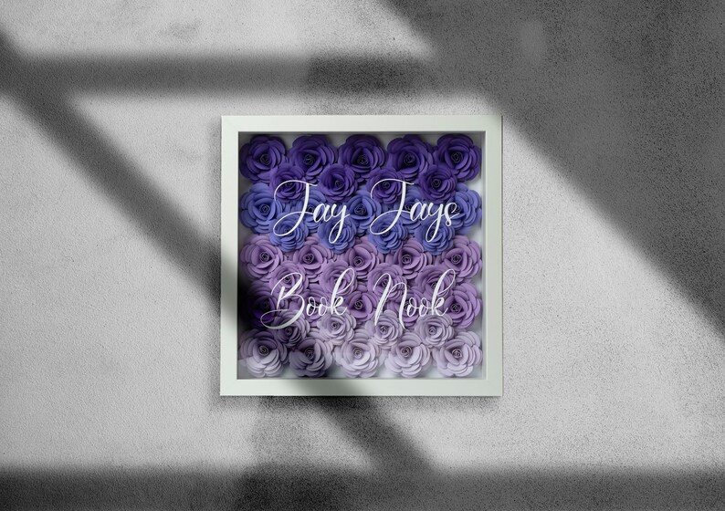 Purple Roses Flower Shadow Box 25x25cm - Personalized Gift, Shadowbox ...