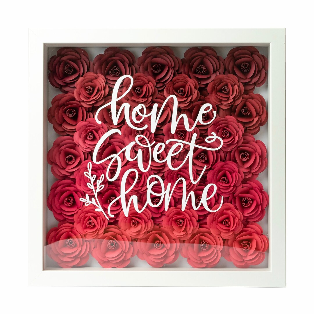 Red Roses Flower Shadow Box 25x25cm - Personalized Gift, Shadowbox ...