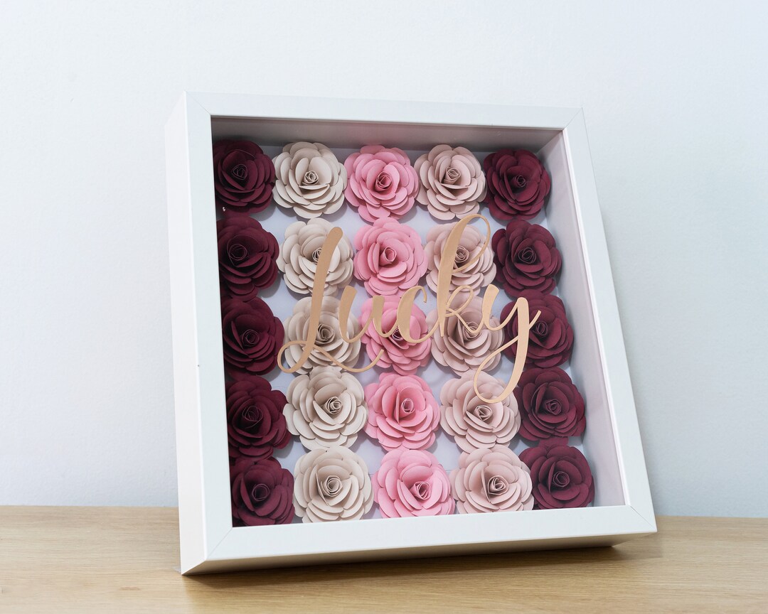 Mix Color Roses Flower Shadow Box 25x25cm - Personalized Gift ...