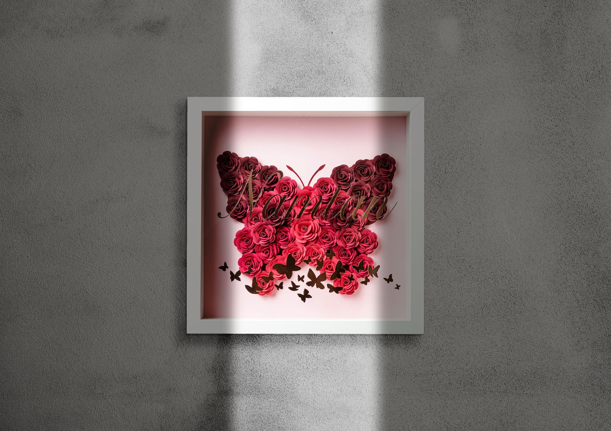 Butterfly Flower Shadow Box 25x25cm - Personalized Gift, Shadowbox ...