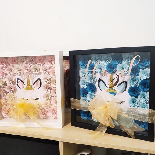 Flower Shadow Box Personalized Flower Frame Paper Flowers - Etsy