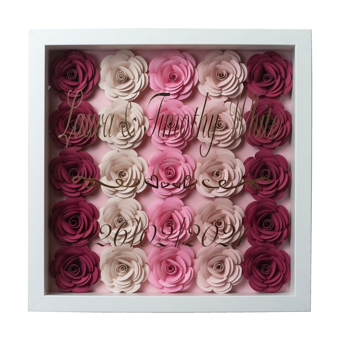 Mix Color Roses Flower Shadow Box 25x25cm - Personalized Gift ...