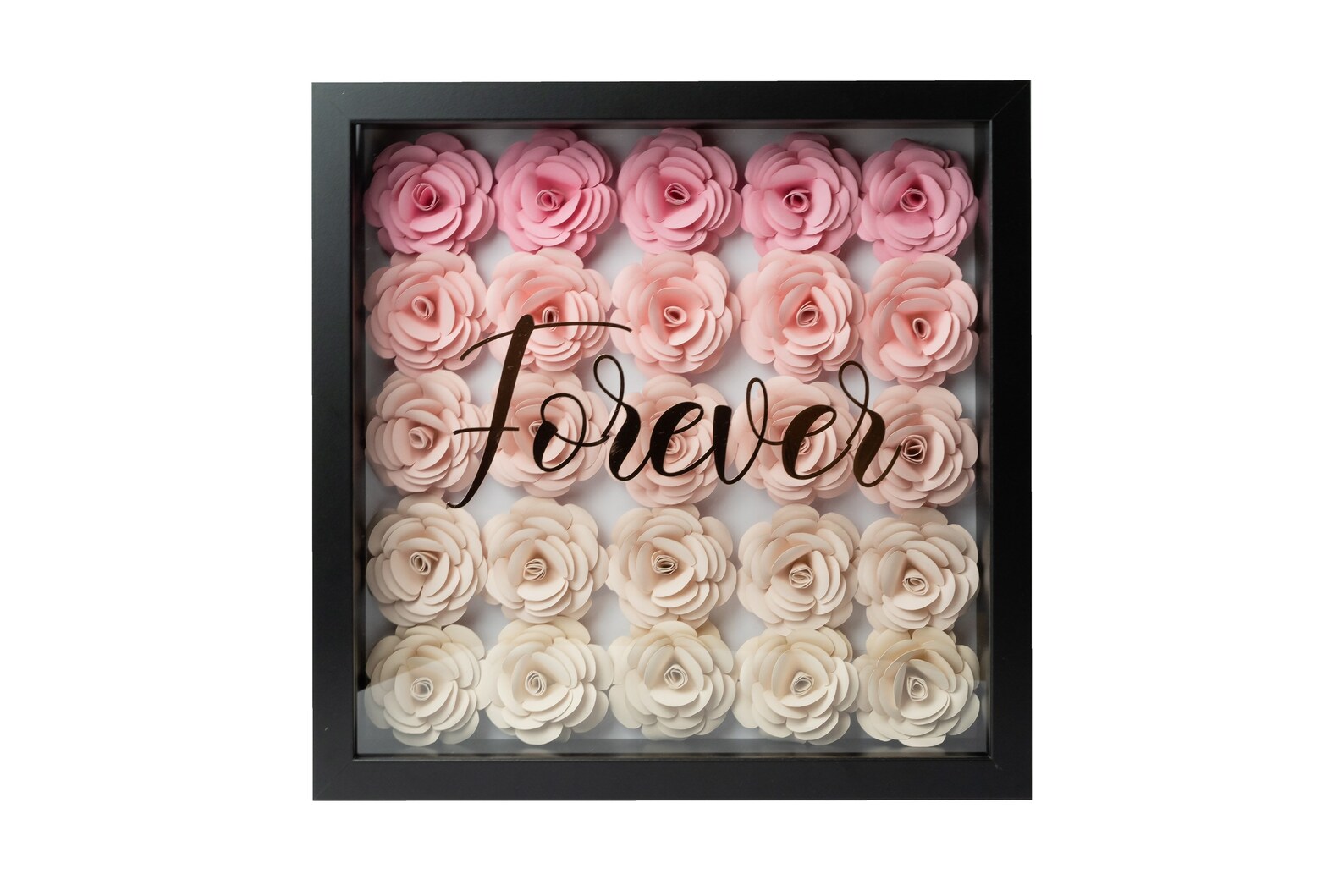 Pink Roses Flower Shadow Box 25x25cm - Personalized Gift, Shadowbox ...