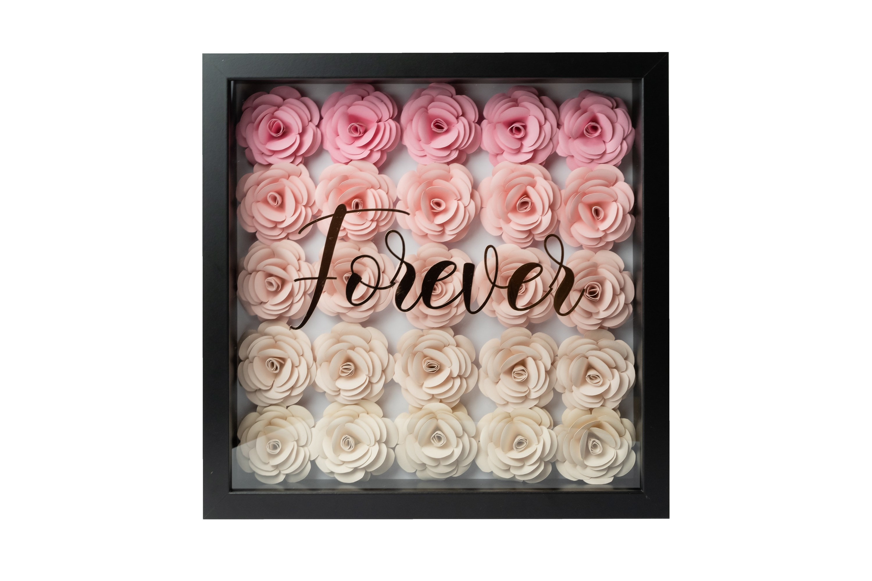 Pink Roses Flower Shadow Box 25x25cm - Personalized Gift, Shadowbox ...