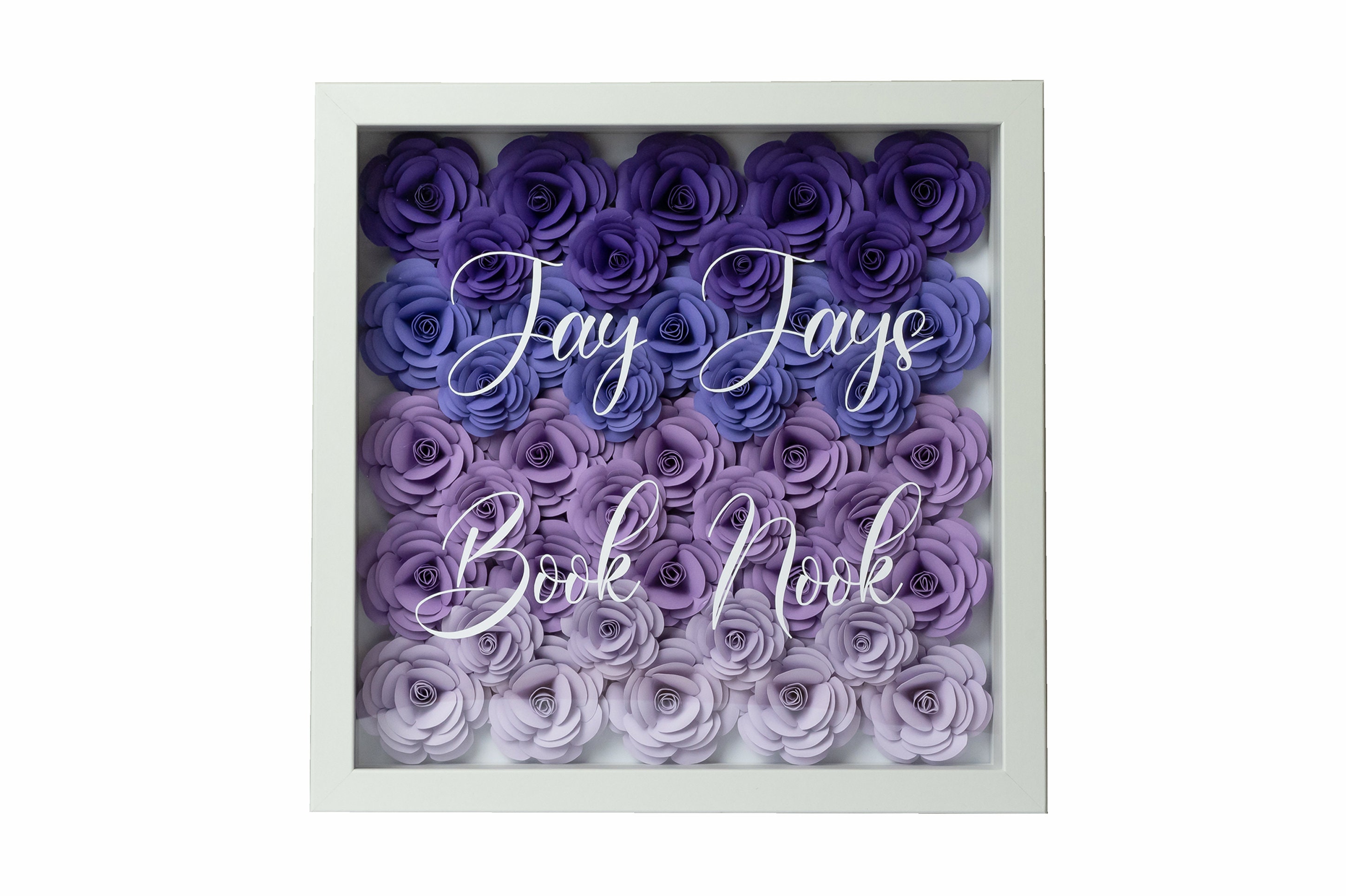 Purple Roses Flower Shadow Box 25x25cm - Personalized Gift, Shadowbox ...