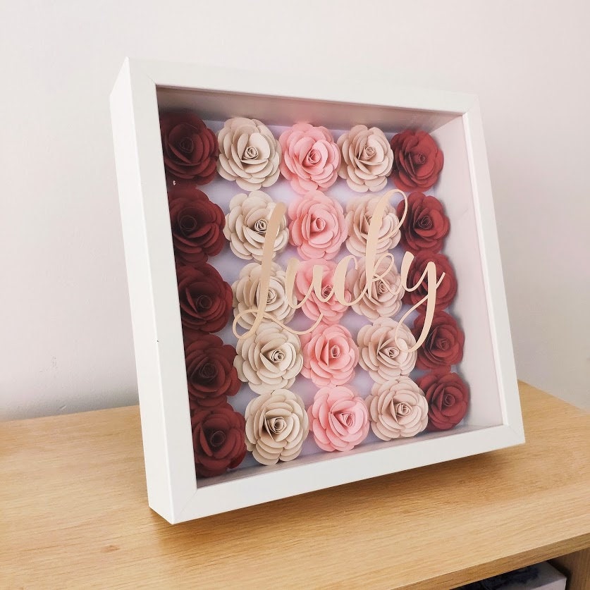 Mix Color Roses Flower Shadow Box 25x25cm - Personalized Gift ...