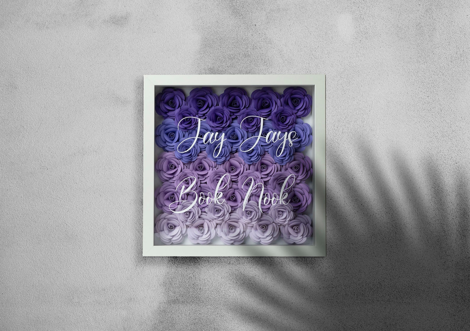 Purple Roses Flower Shadow Box 25x25cm - Personalized Gift, Shadowbox ...