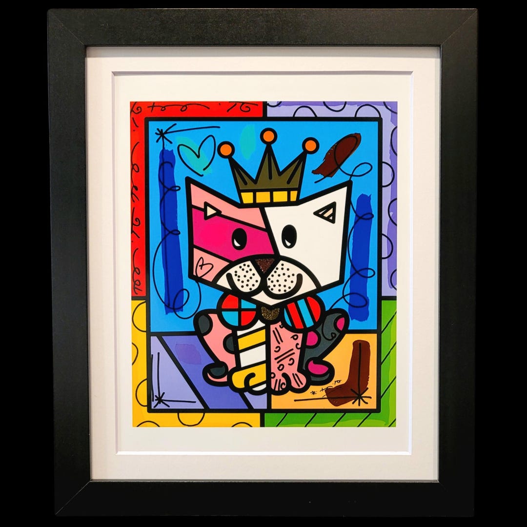 Romero Britto Pop Art Print Framed & Matted, Vibrant Colors, Home Decor ...