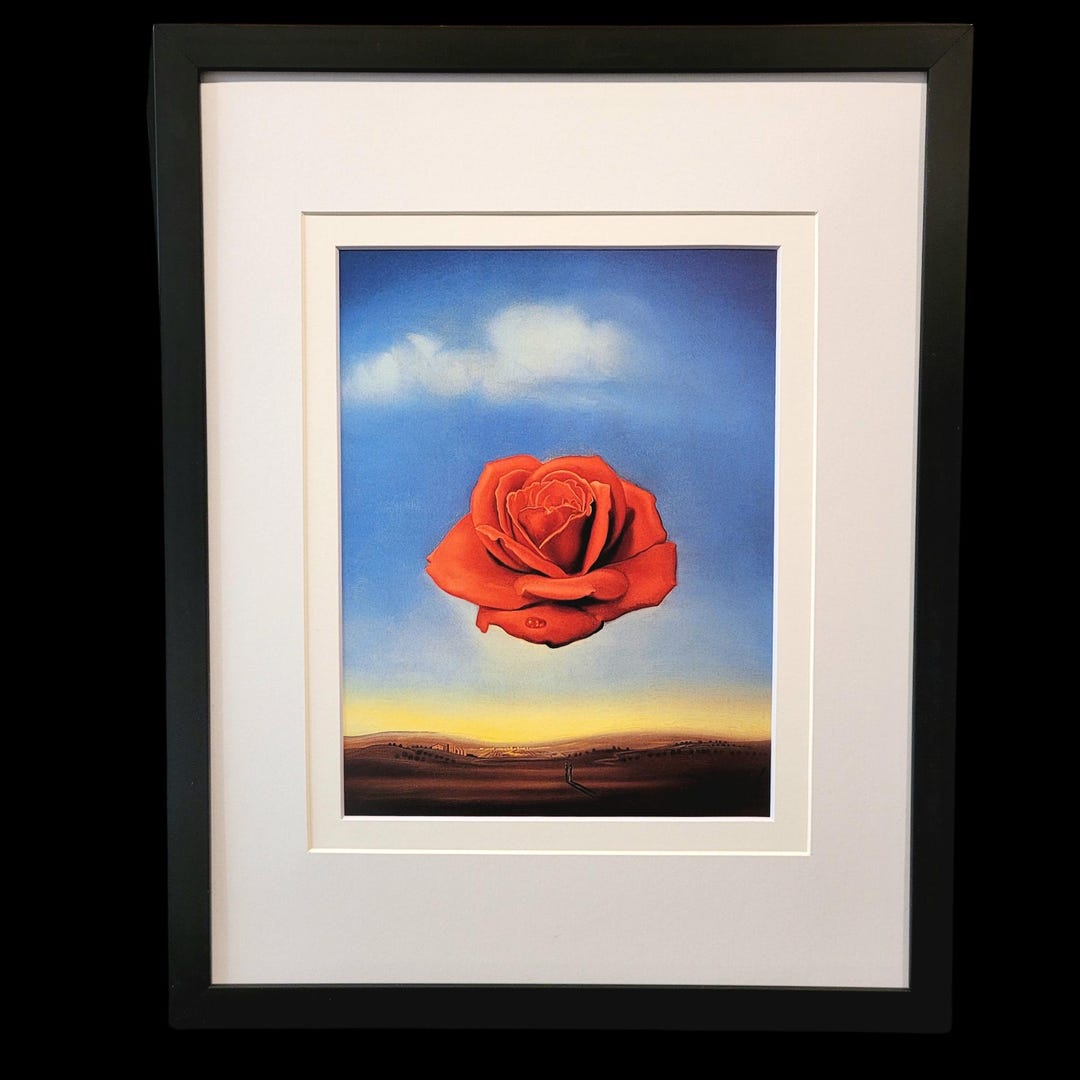 Salvador Dali the Meditative Rose Vintage Print Framed/matted Wall Art ...