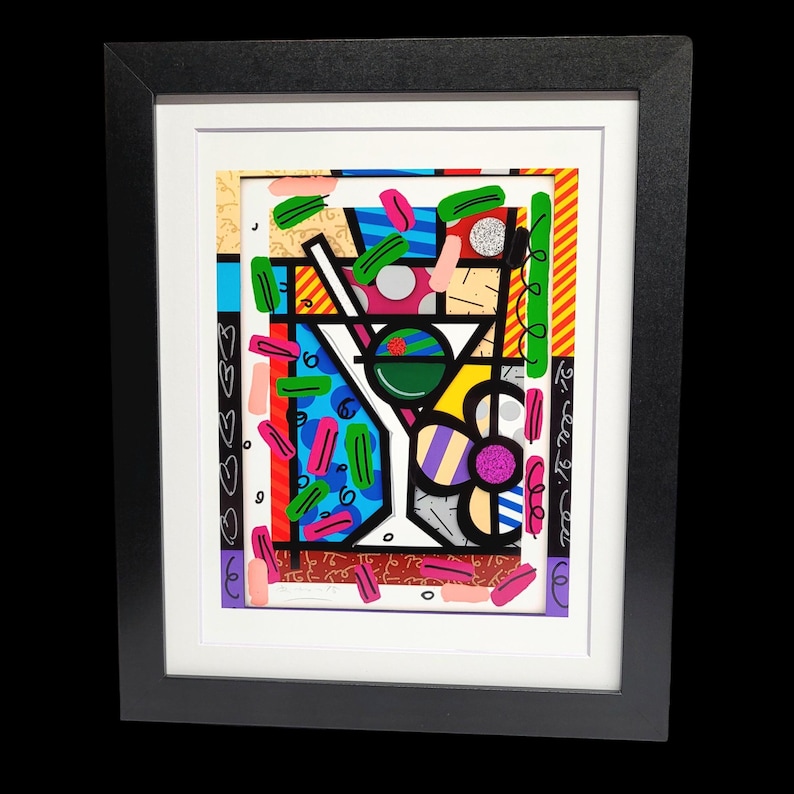 Romero Britto Pop Art Print Framed & Matted, Vibrant Colors, Home Decor ...