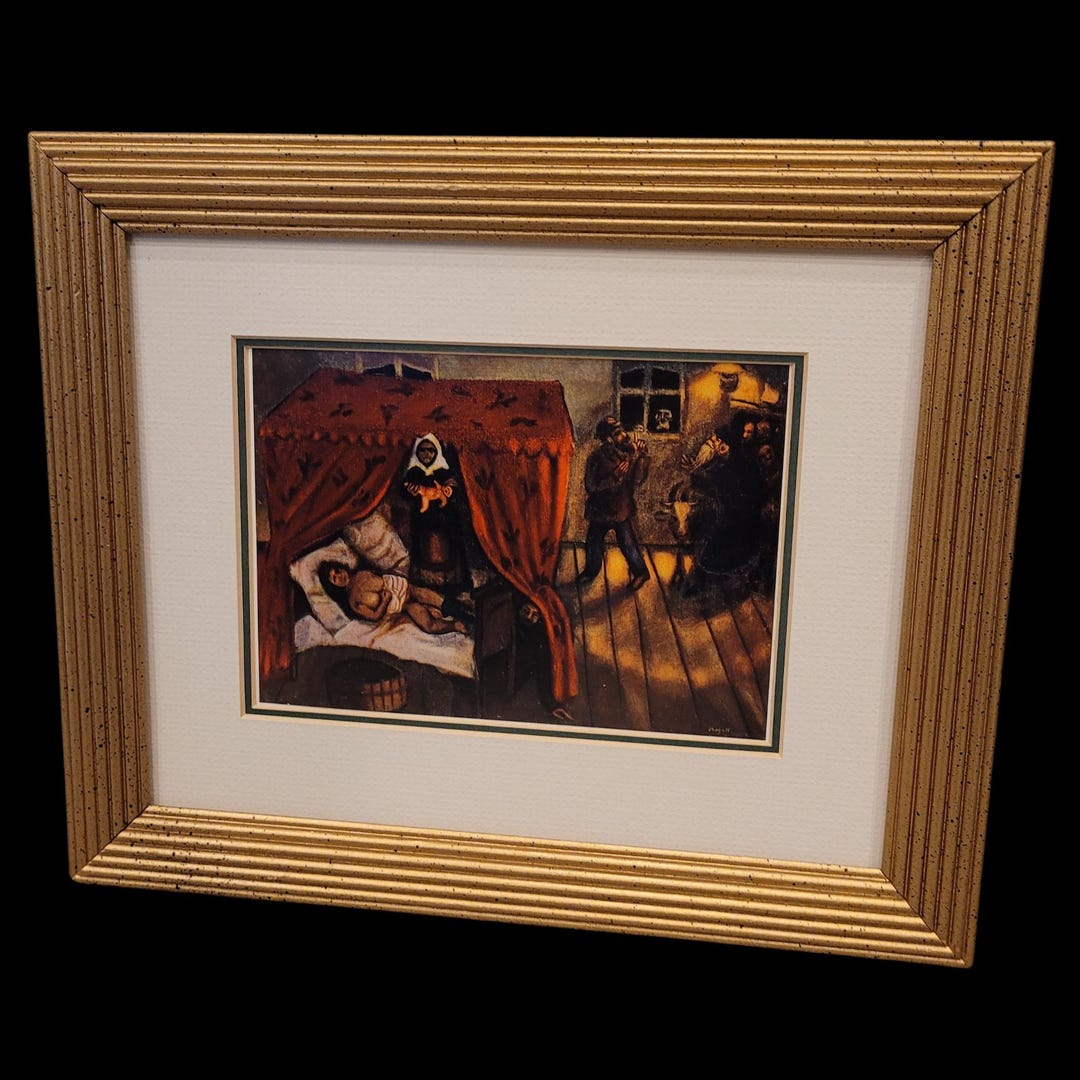 Marc Chagall 'birth' Vintage 1964 Print Framed/matted Plate Signature ...