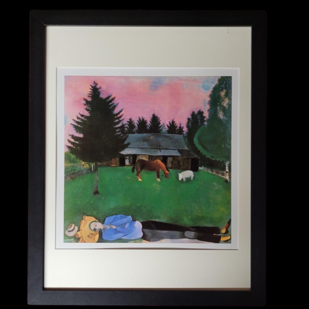 Marc Chagall 'the Poet Lies Down' Print Framed/matted Beautiful ...