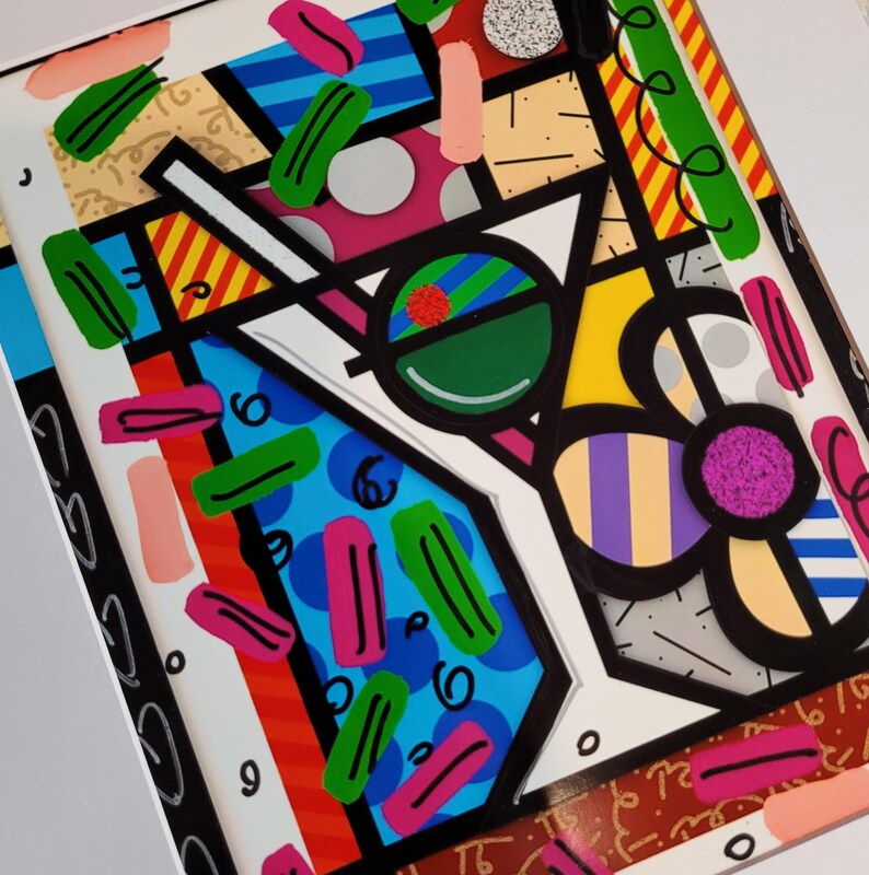 Romero Britto Pop Art Print Framed & Matted, Vibrant Colors, Home Decor ...
