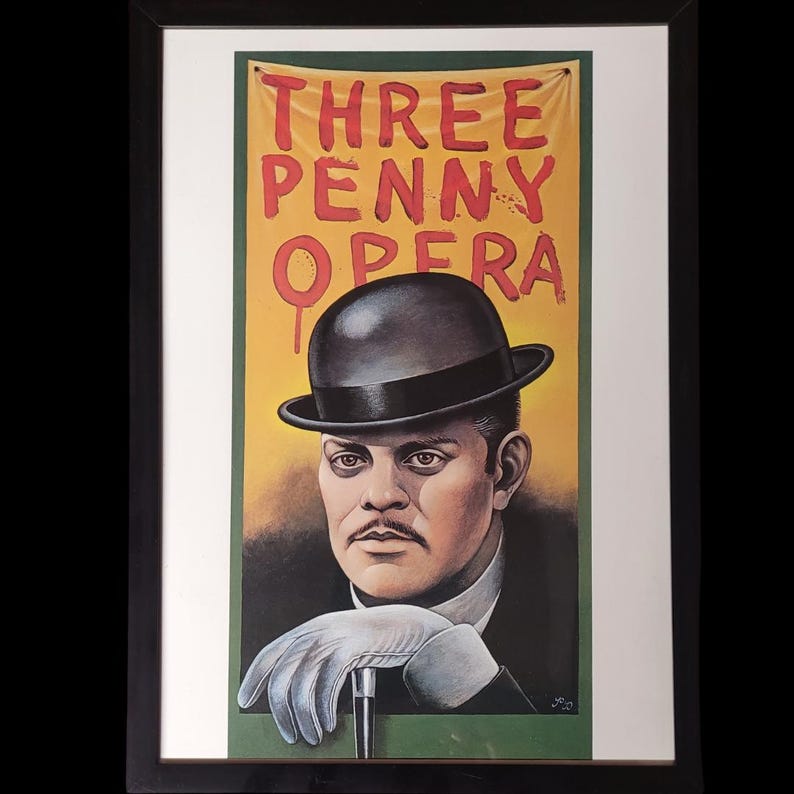 Vintage 1977 'three Penny Opera Poster by Paul Davis 12x17 Frame ...