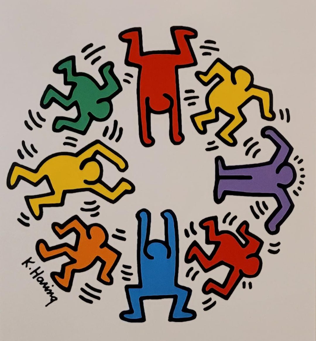 Keith Haring 'circle of Men Dance' Pop Art Print Vibrant Wall Art ...