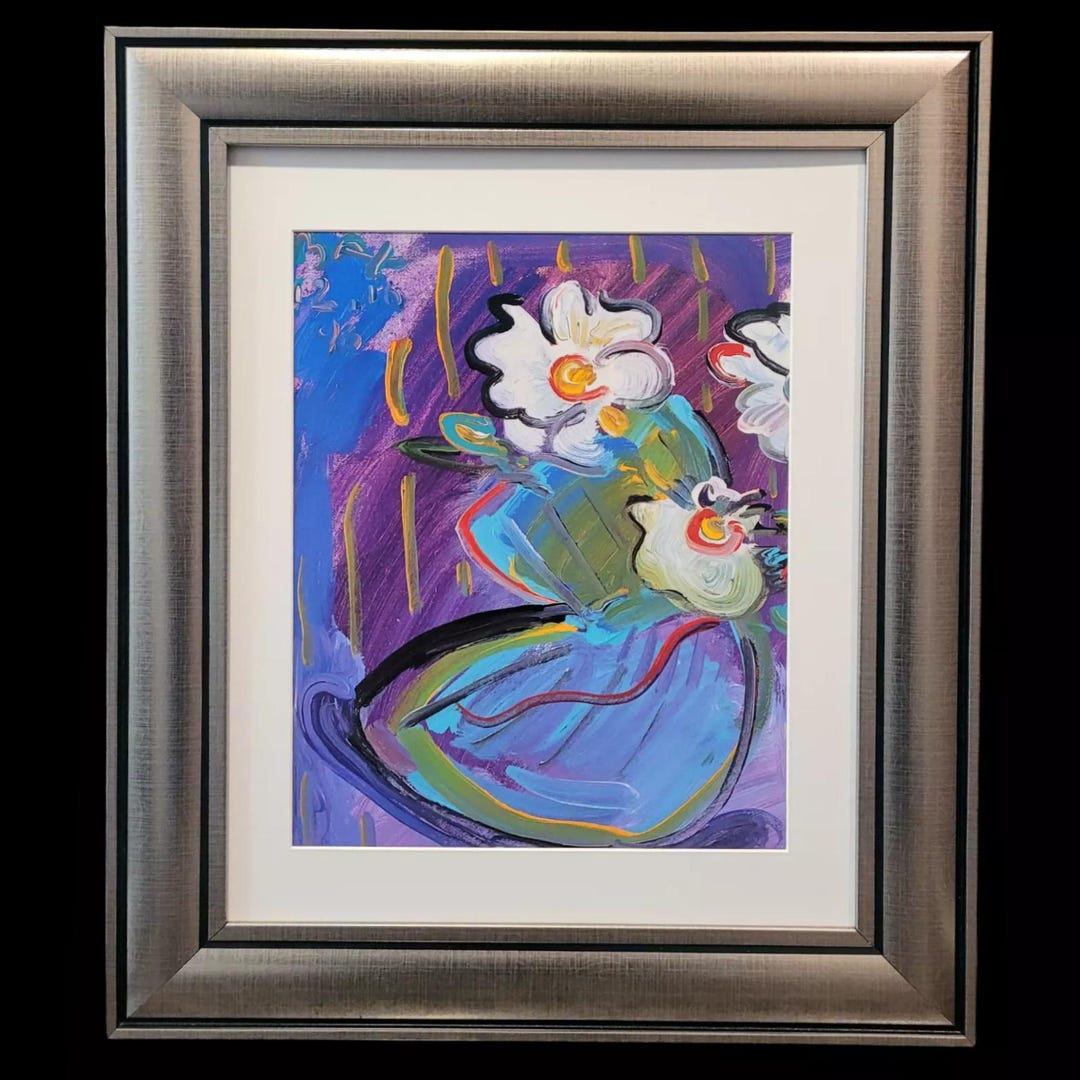 Peter Max vase of Flowers Vintage Plate Signed Contemporary Pop Art ...