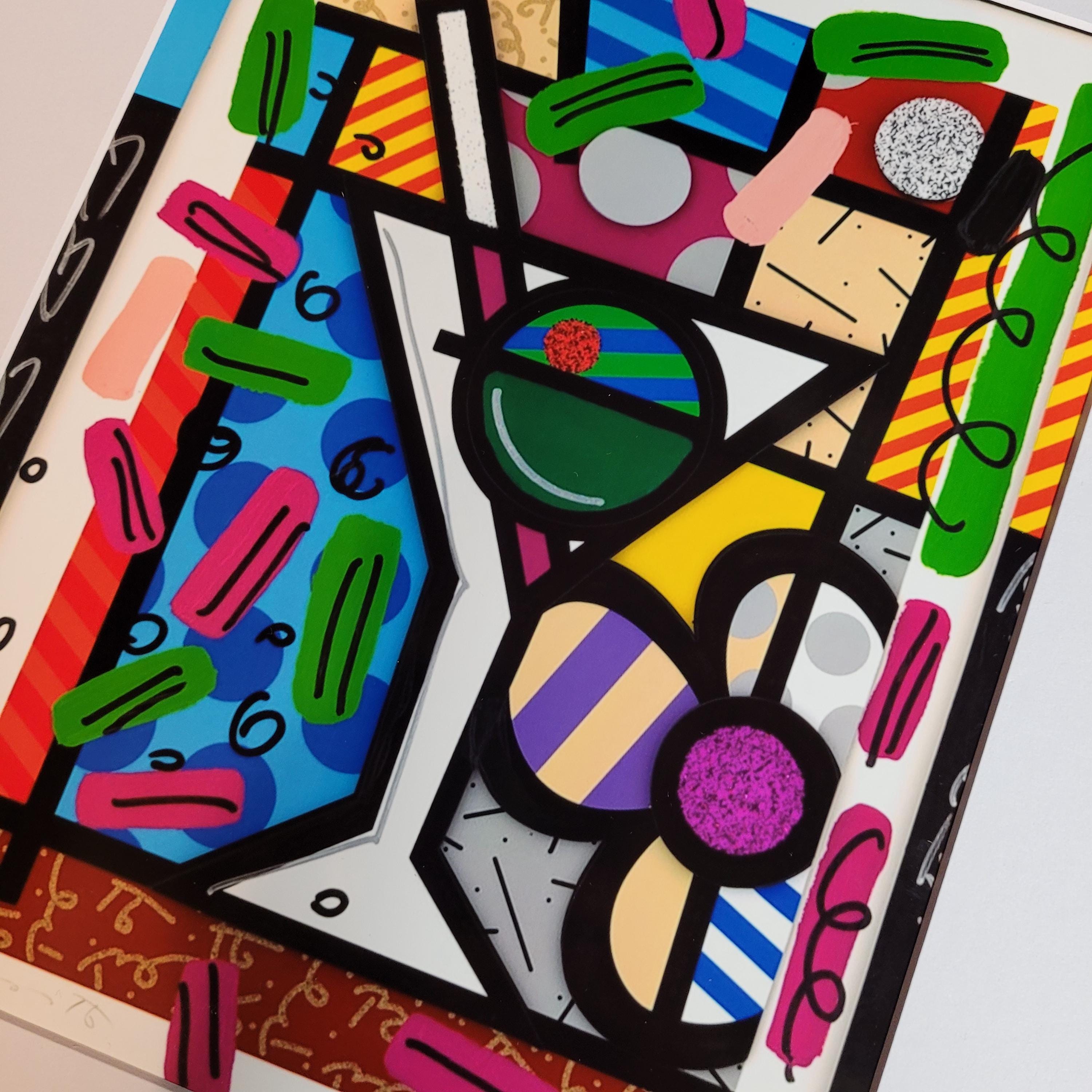 Romero Britto Pop Art Print Framed & Matted, Vibrant Colors, Home Decor ...