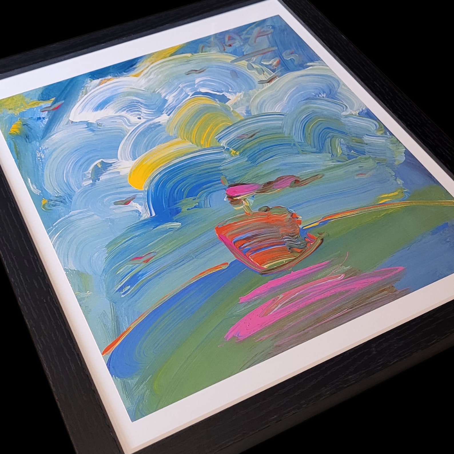 Peter Max Beautiful sailboat Vintage Pop Art Print New Frame Excellent ...